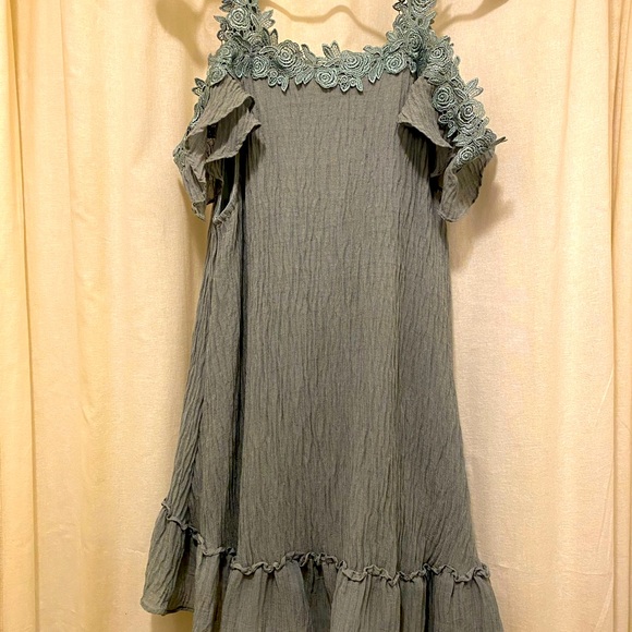 Pretty Angel | Dresses | Pretty Angel Blue Ruffled Cold Shoulder ...